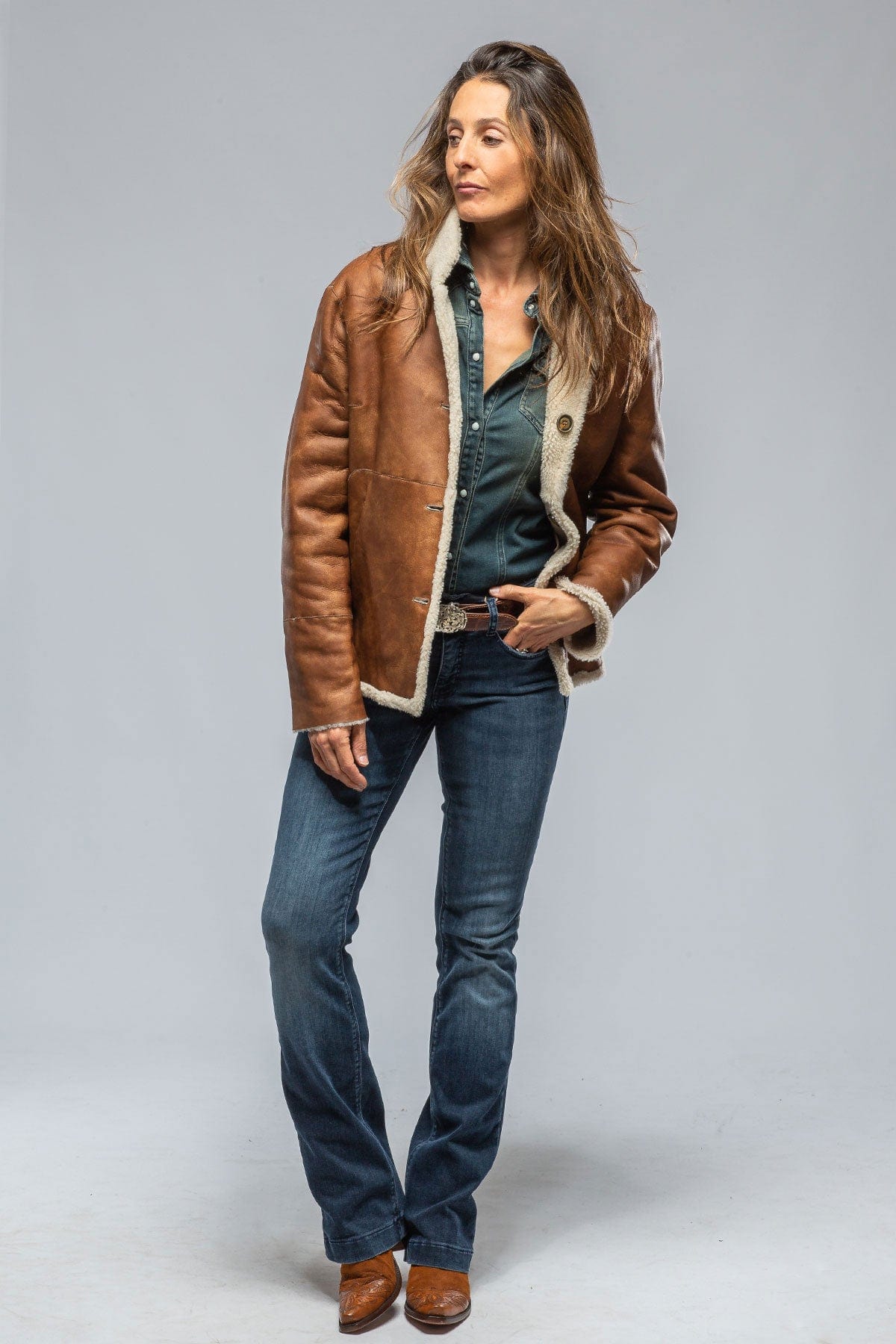 Artico Keli Reversible Burnished Leather & Curly Lamb Shearling Jkt ...