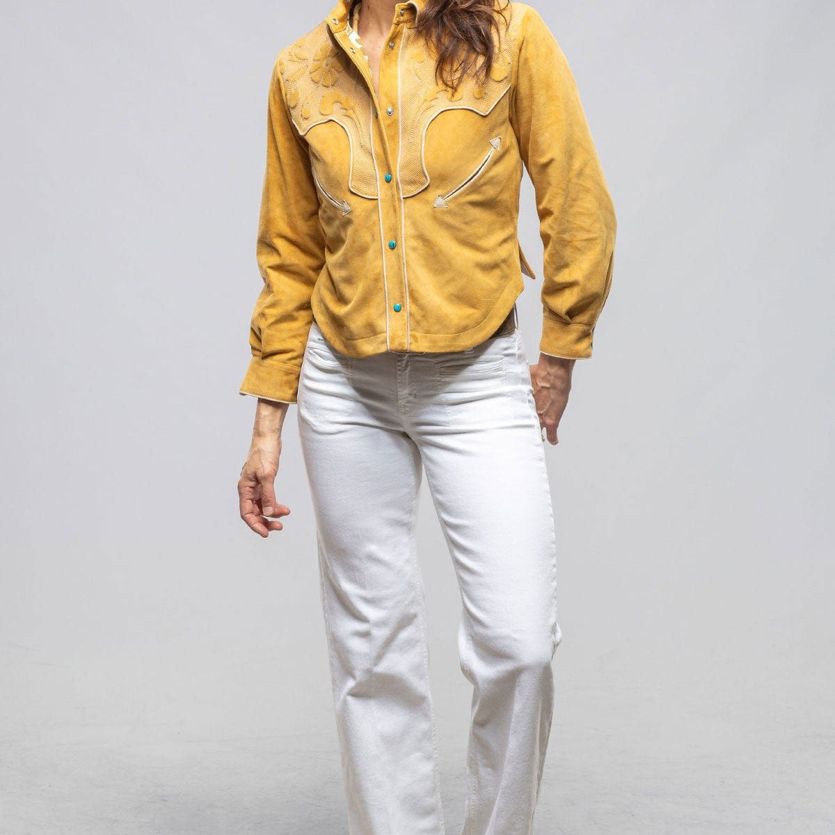 Scarlett Suede Western Shirt In Sunflower – AXEL'S