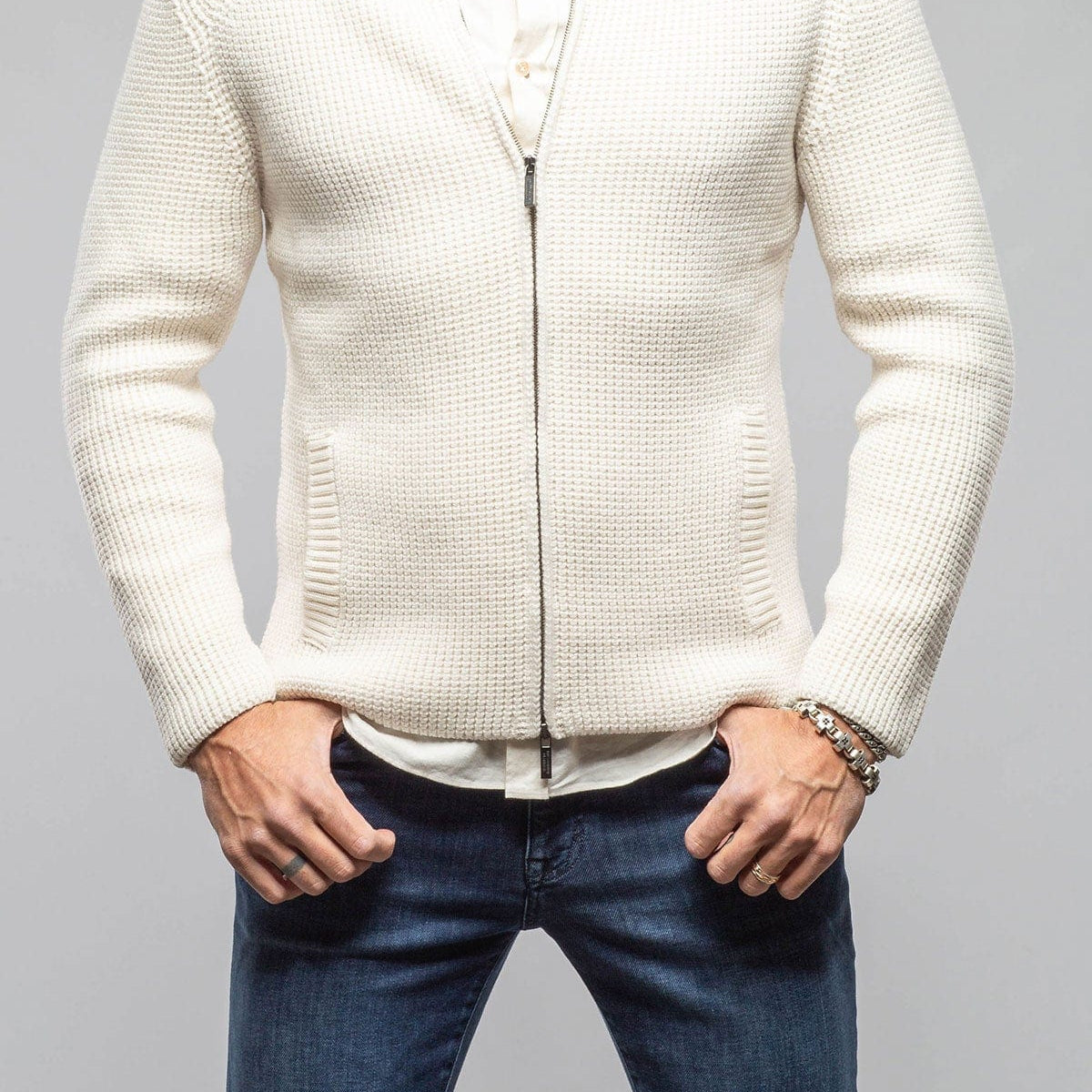 Baldassari Timberline Woven Sweater Jacket In Cream – AXEL'S