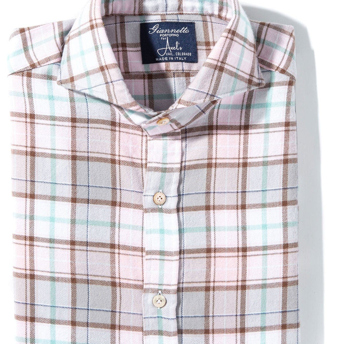 Giannetto Portofino Ogo Brushed Cotton Check In Pink/ Grey – AXEL'S