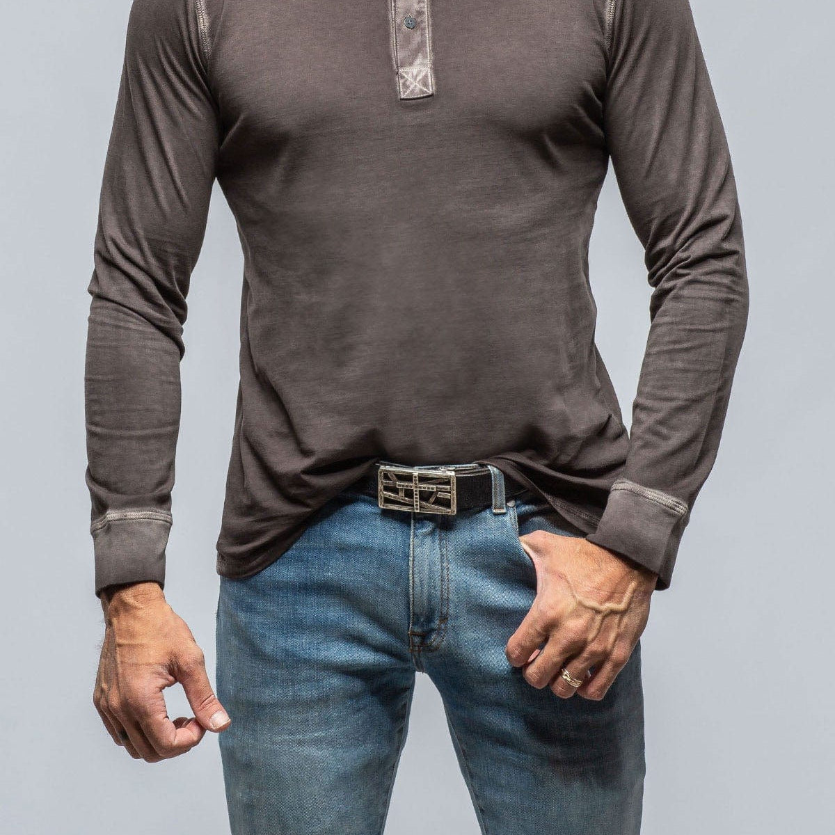 Georg Roth Coronado Cotton LS Henley in Basalt – AXEL'S
