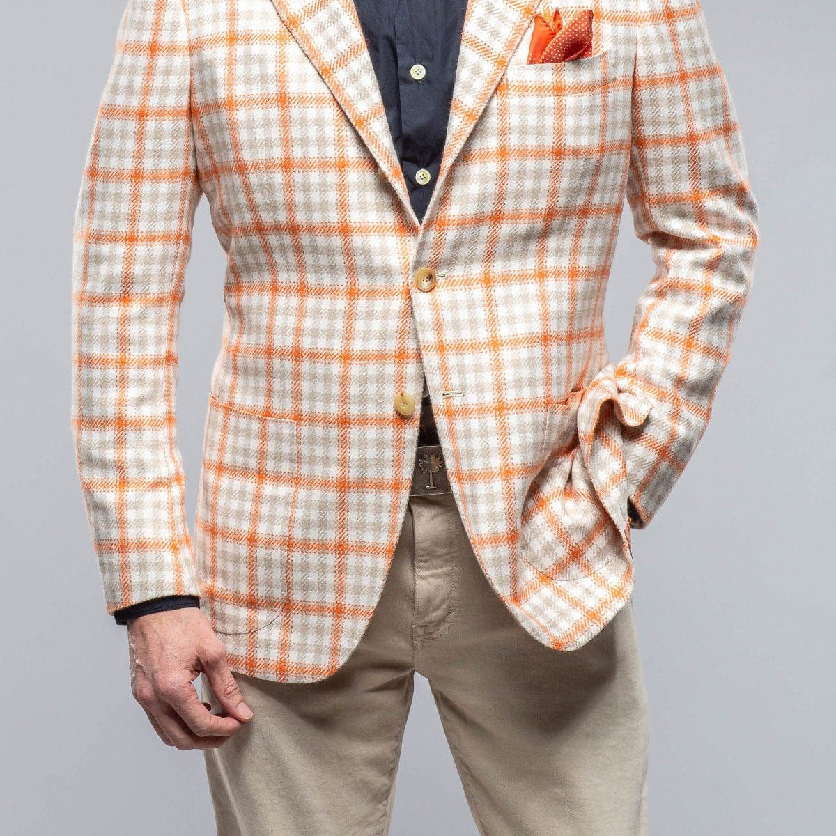 Kiton Eagan Cashmere Sport Coat in Cream and Orange – AXEL'S