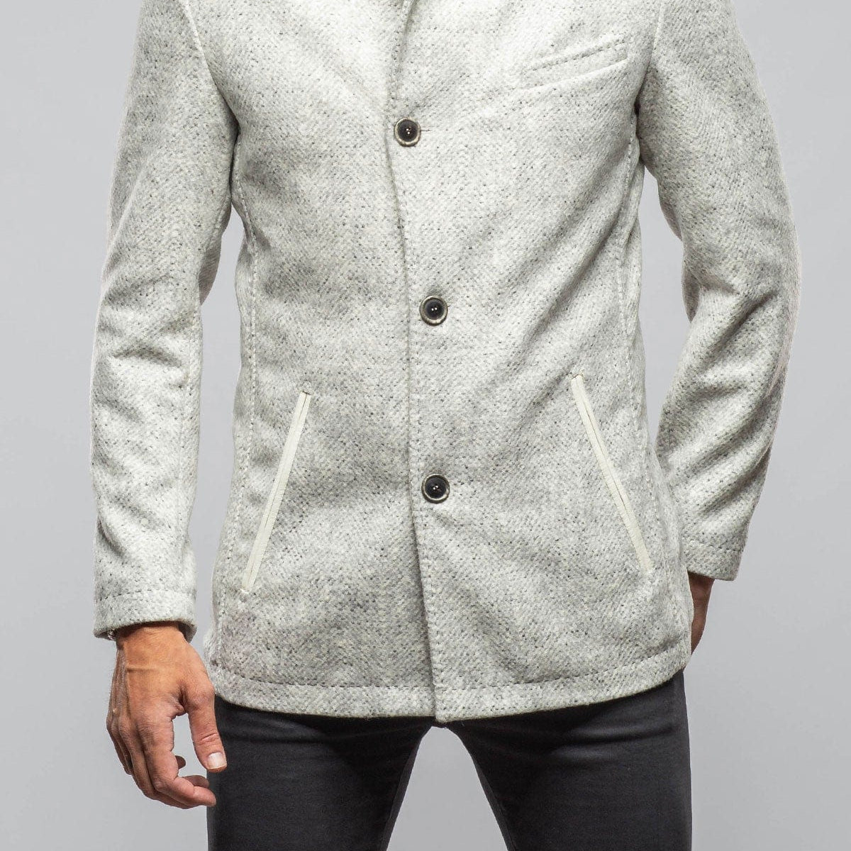 Robert Comstock Tasman II Topcoat With Croc Trim In Ash – AXEL'S