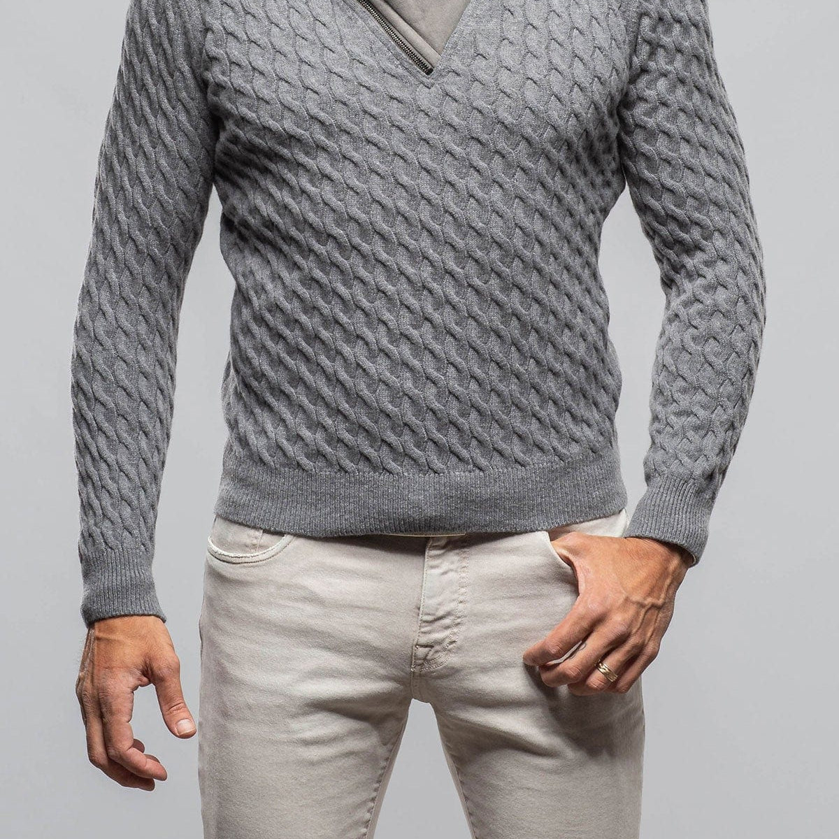 Robert Comstock Timbers Cashmere Shearling Sweater In Grey – AXEL'S