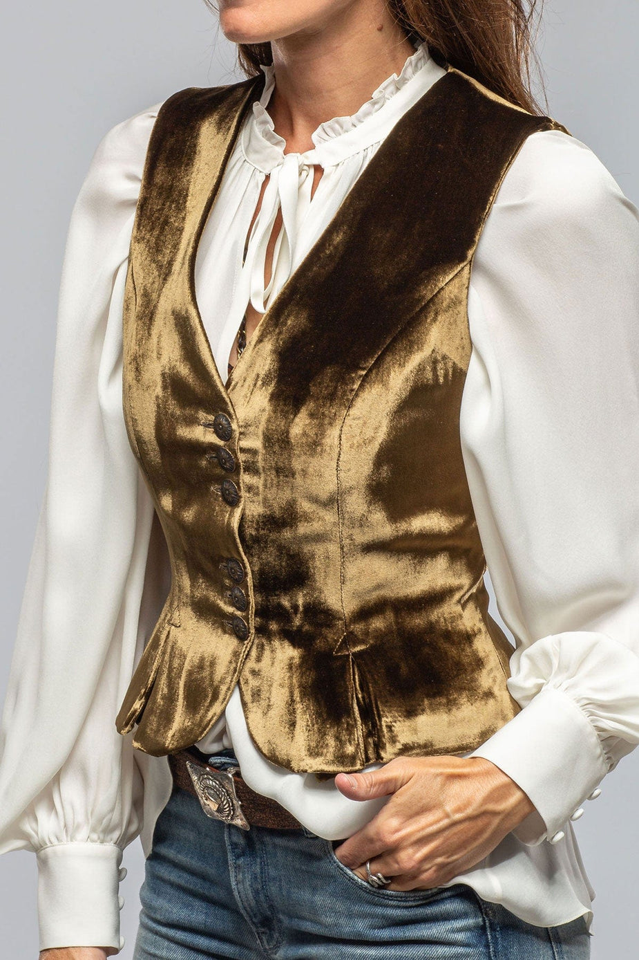 T.Ba Tiana Velvet Vest In Khaki – AXEL'S